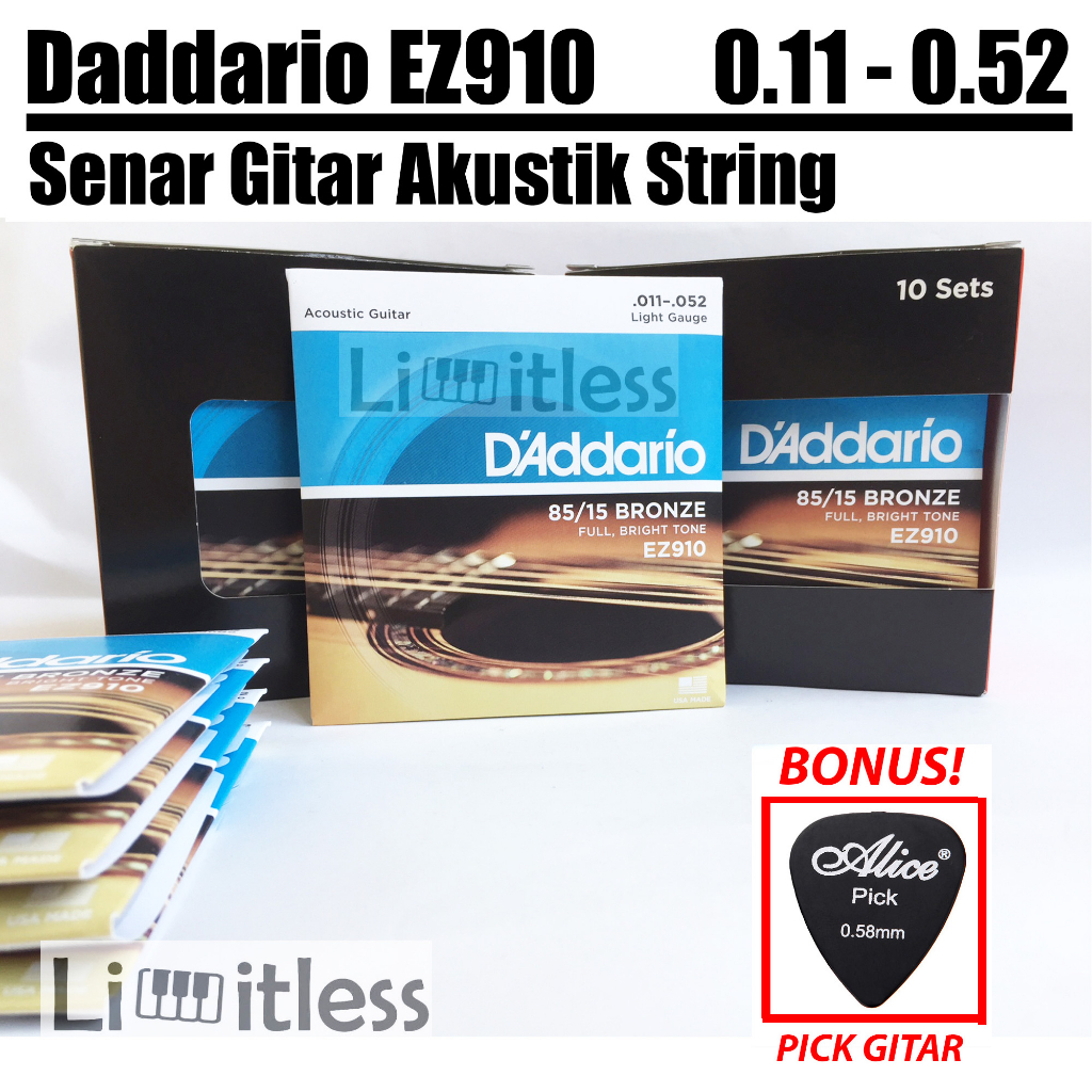 Jual Daddario EZ910 011 - 052 Senar Gitar Akustik String / Acoustik ...