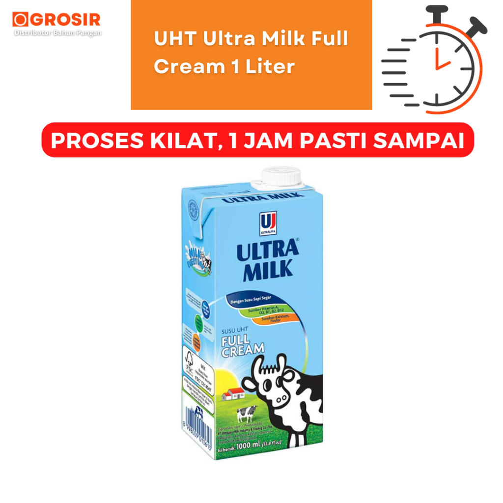 Jual Ultra Milk UHT Full Cream Susu UHT Plain / Coklat Ultra Jaya ...