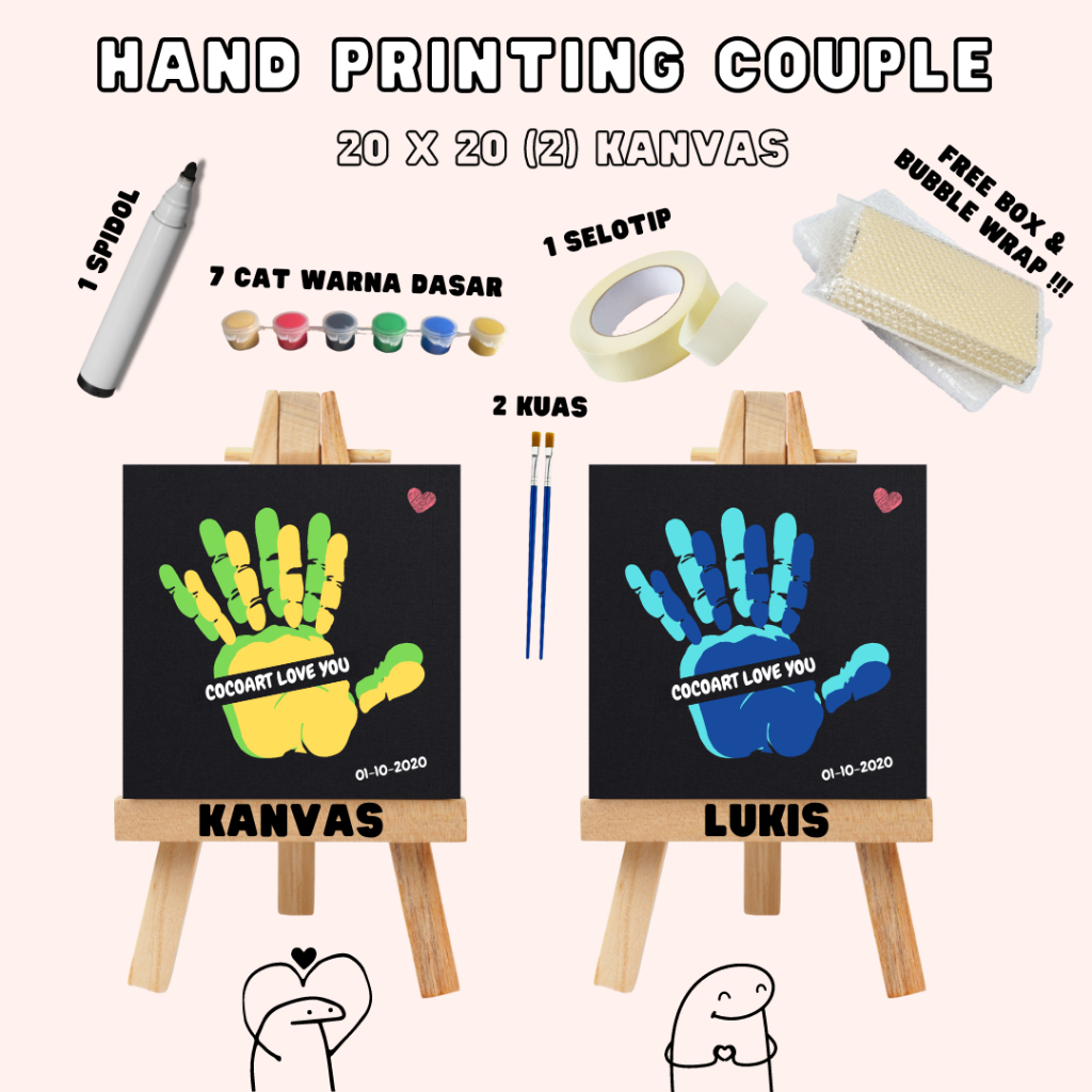 Jual DIY Hand Printing Kit | Hand Painting Kit Couple | Kanvas Cap ...