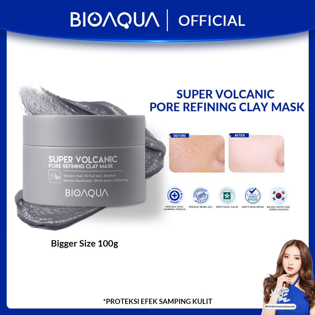 Jual BIOAQUA Super Volcanic Pore Refining Clay Mask 100g | Shopee Indonesia