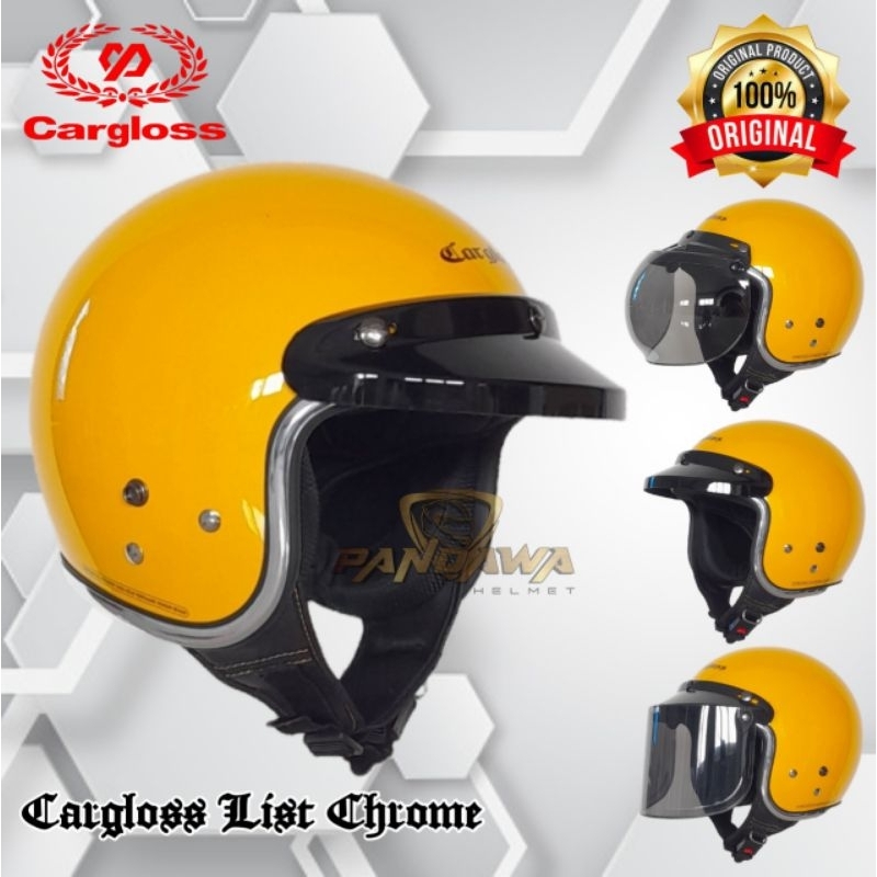 Jual Helm Cargloss List Chrom Yellow Gloss Original(Paket Kaca Datar ...