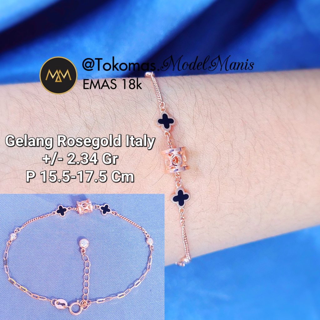 Jual Gelang Italy Ring Clover Emas Italy Rosegold 750 kadar 18k ...