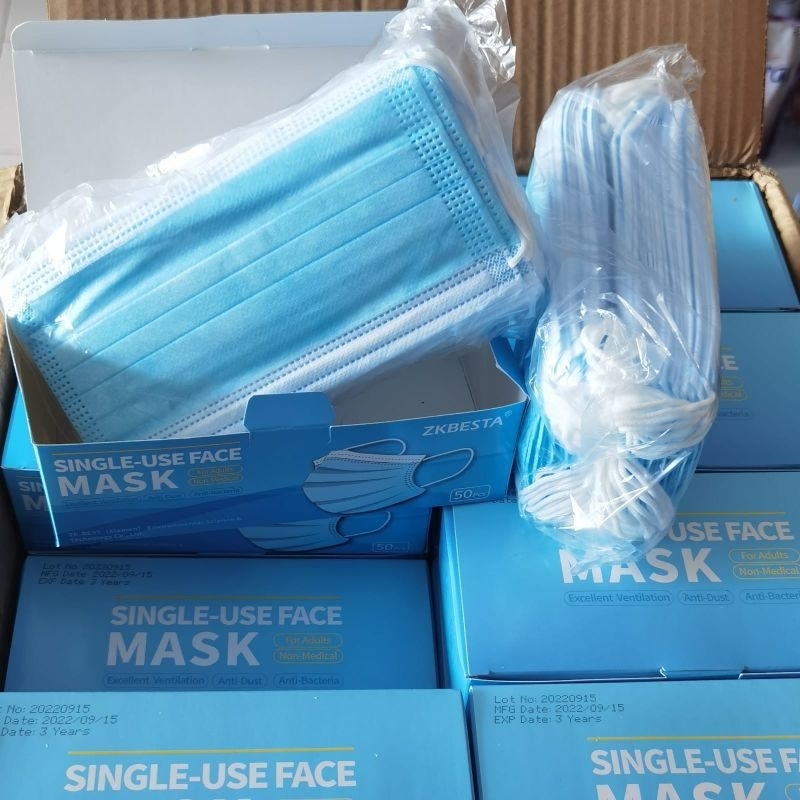 Jual Masker Earloop biru Tebal isi 50 pcs | Shopee Indonesia