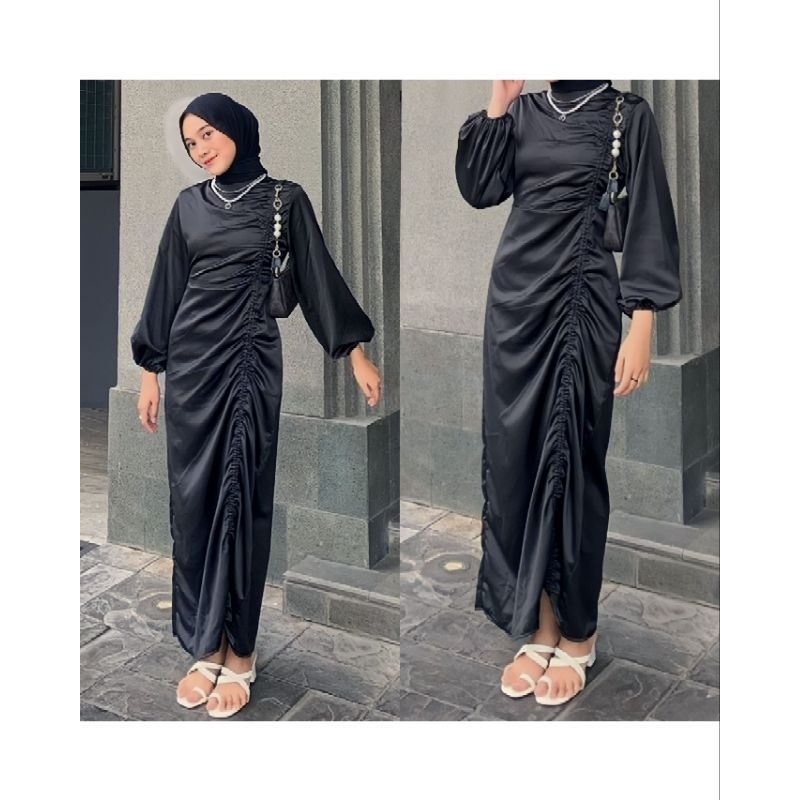 Jual Carla Dress Serut Satin Silk Premium | Dress Kondangan Bridesmaids ...
