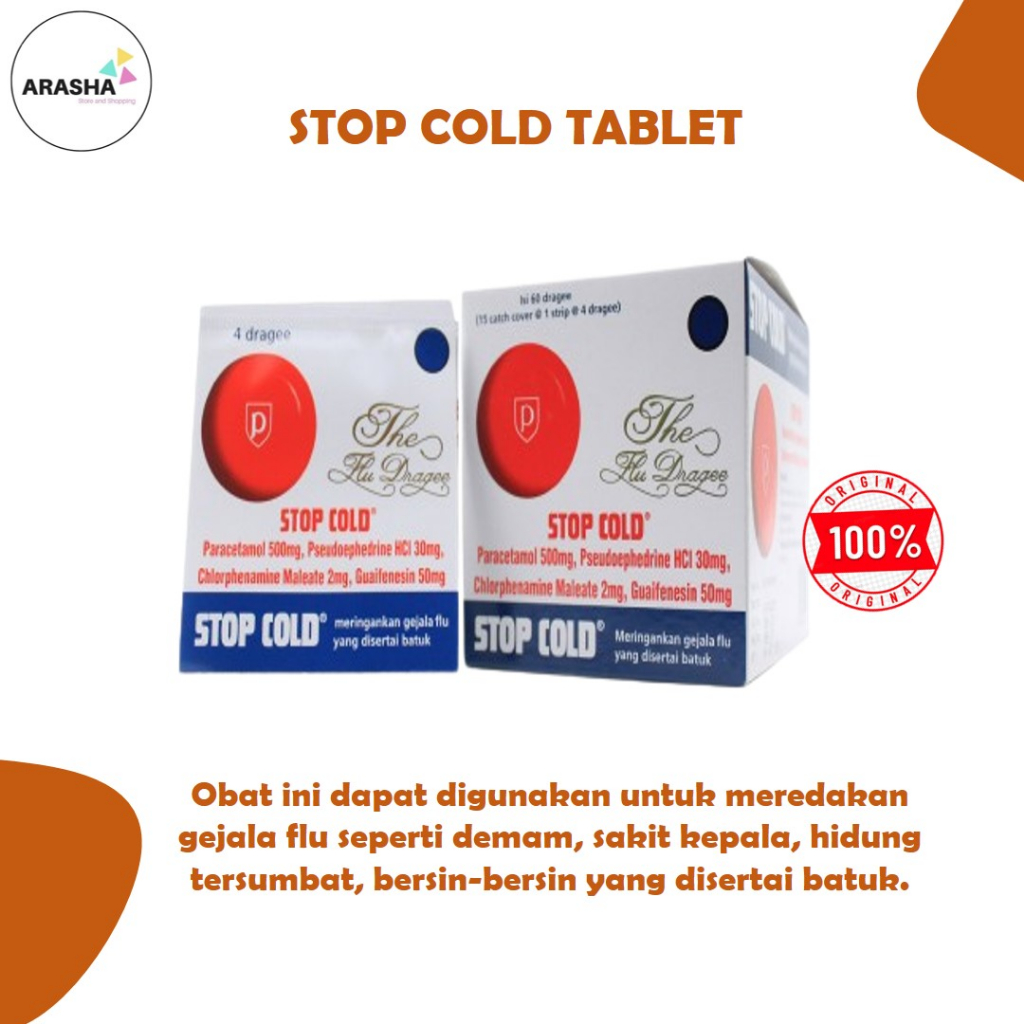 Jual ARASHA STOP COLD 4 TABLET Obat Gejala Flu/Demam/Sakit Kepala ...