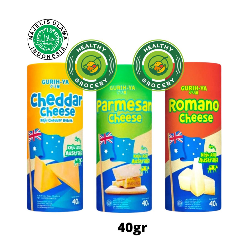 Jual Gurih-Ya Parmesan Cheese / Cheddar Cheese / Romano Cheese 40gr ...