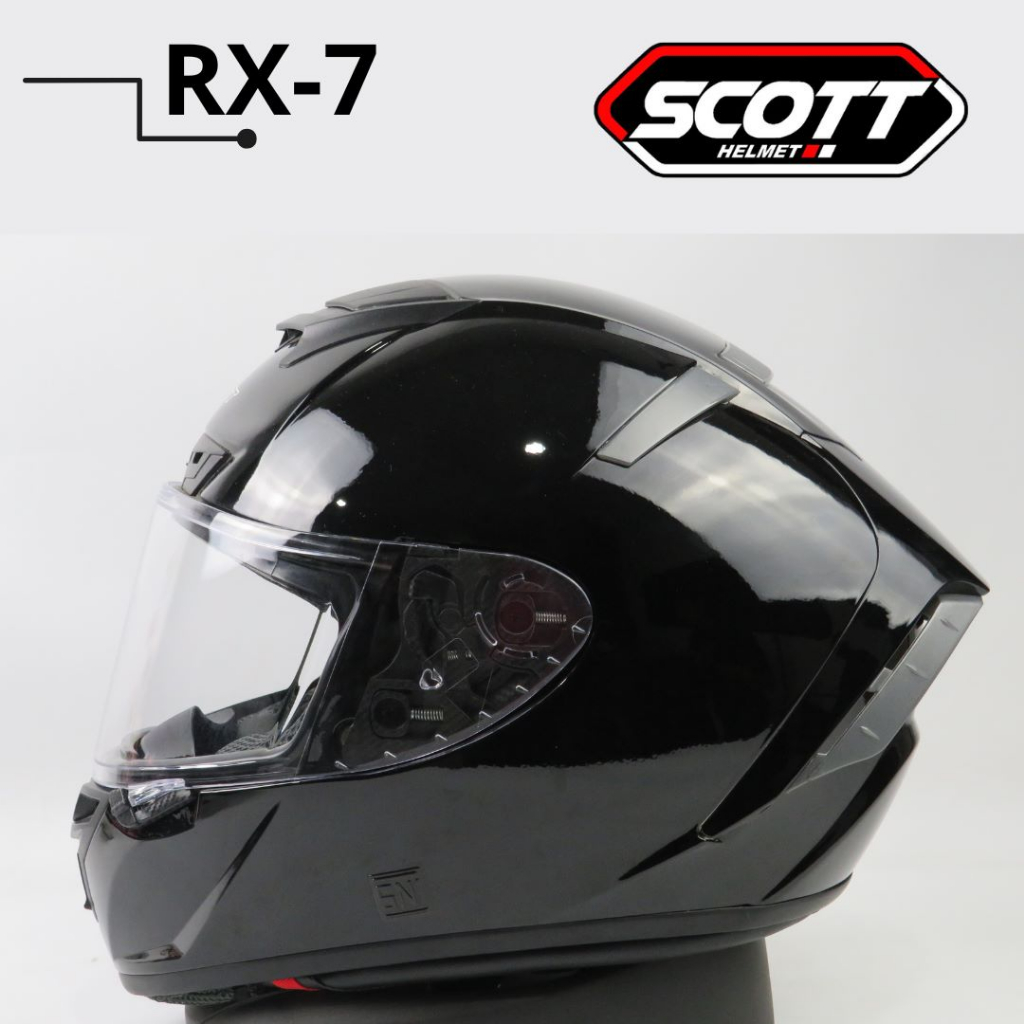 Jual Scott - Helm Full Face Dewasa RX-7 SNI / Black Glossy | Shopee ...