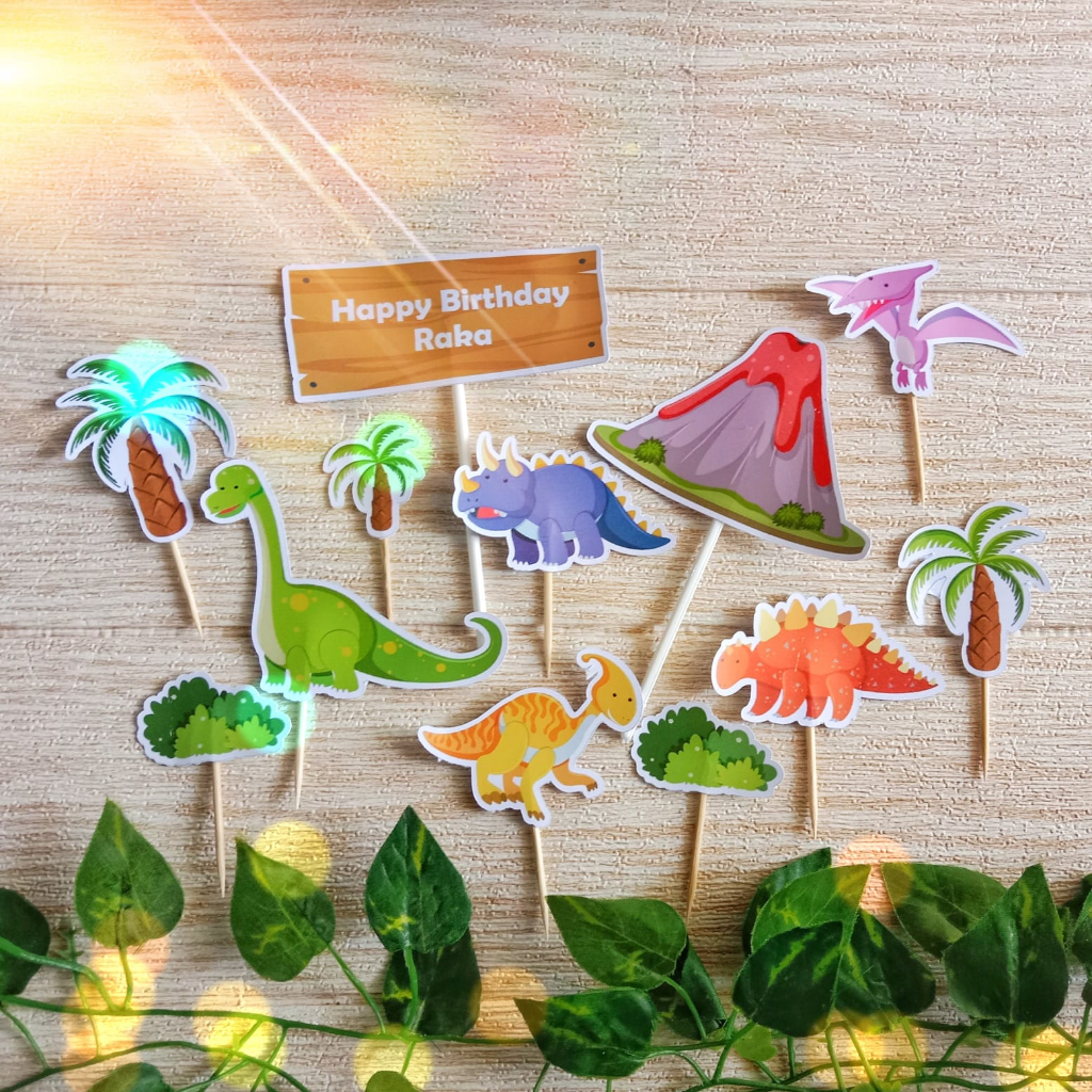 Jual Topper Cake Dinosaurus (Gratis Custom Nama) untuk Dekorasi ...