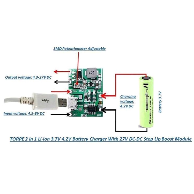 Jual Modul charger 2in1 lithium Li-ion J5019 + step up | Shopee Indonesia