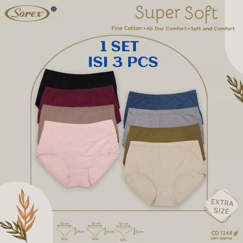 Jual Isi 3 PCS CD Sorex 1248 Celana Dalam Wanita Super Soft Extra Size Jumbo | Shopee Indonesia