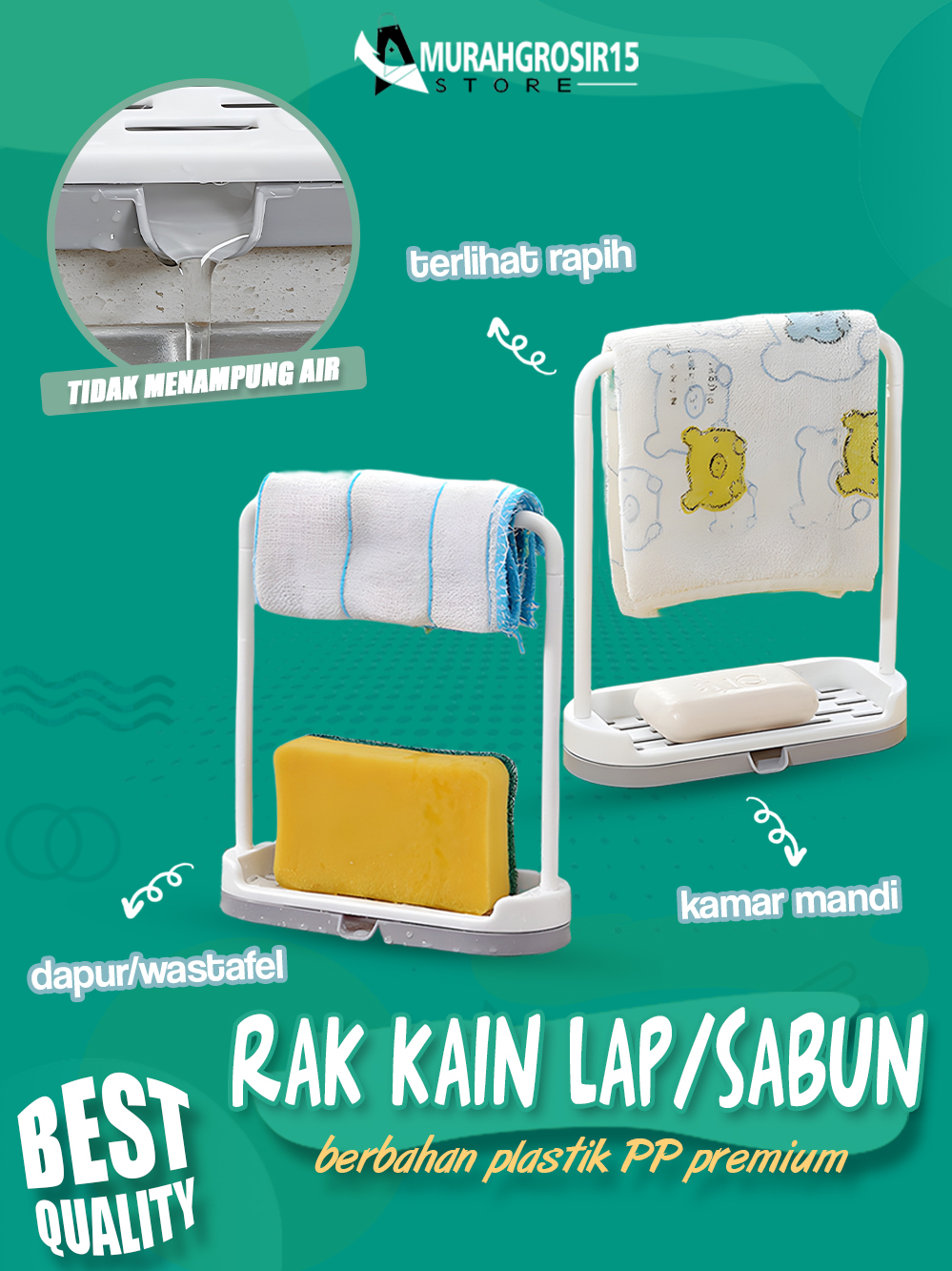 Jual Rak Penyimpanan Spon Lap Dapur Tempat Pengering Spons Cuci Piring ...