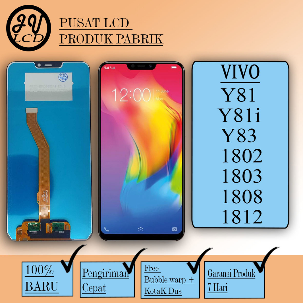 Jual LCD FULLSET TOUCHSCREEN VIVO Y81 / Y81i / Y83 / VIVO 1802 / 1803 ...