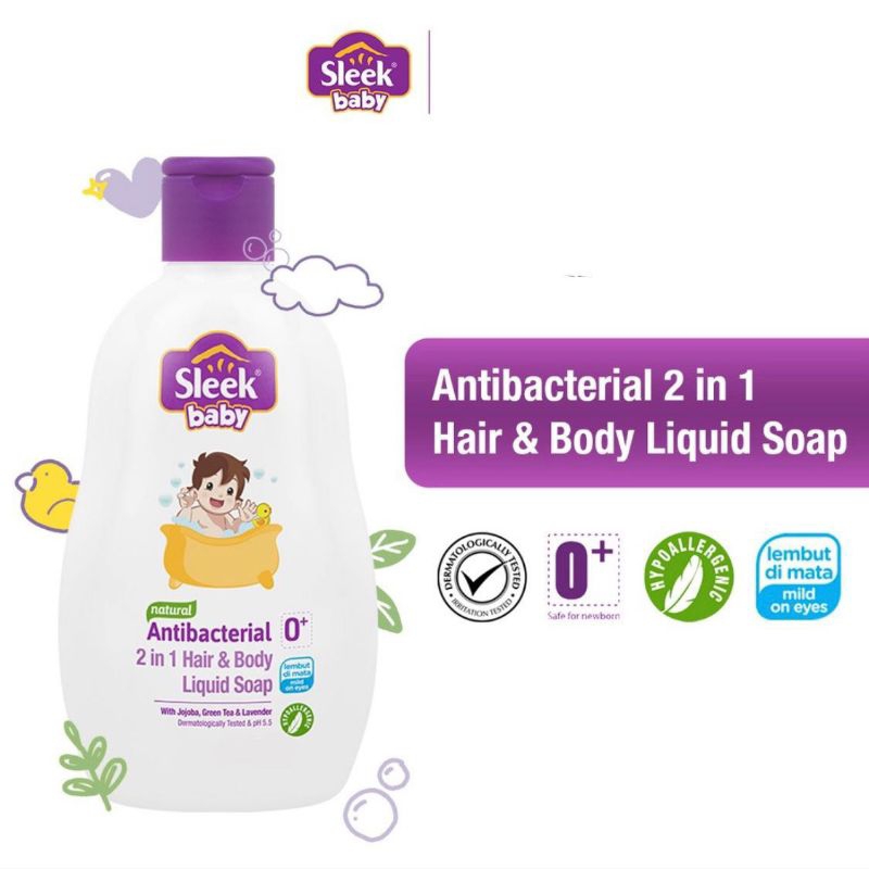 Jual SLEEK Baby Antibacterial 2 in 1 Hair & Body Liquid Soap Botol ...