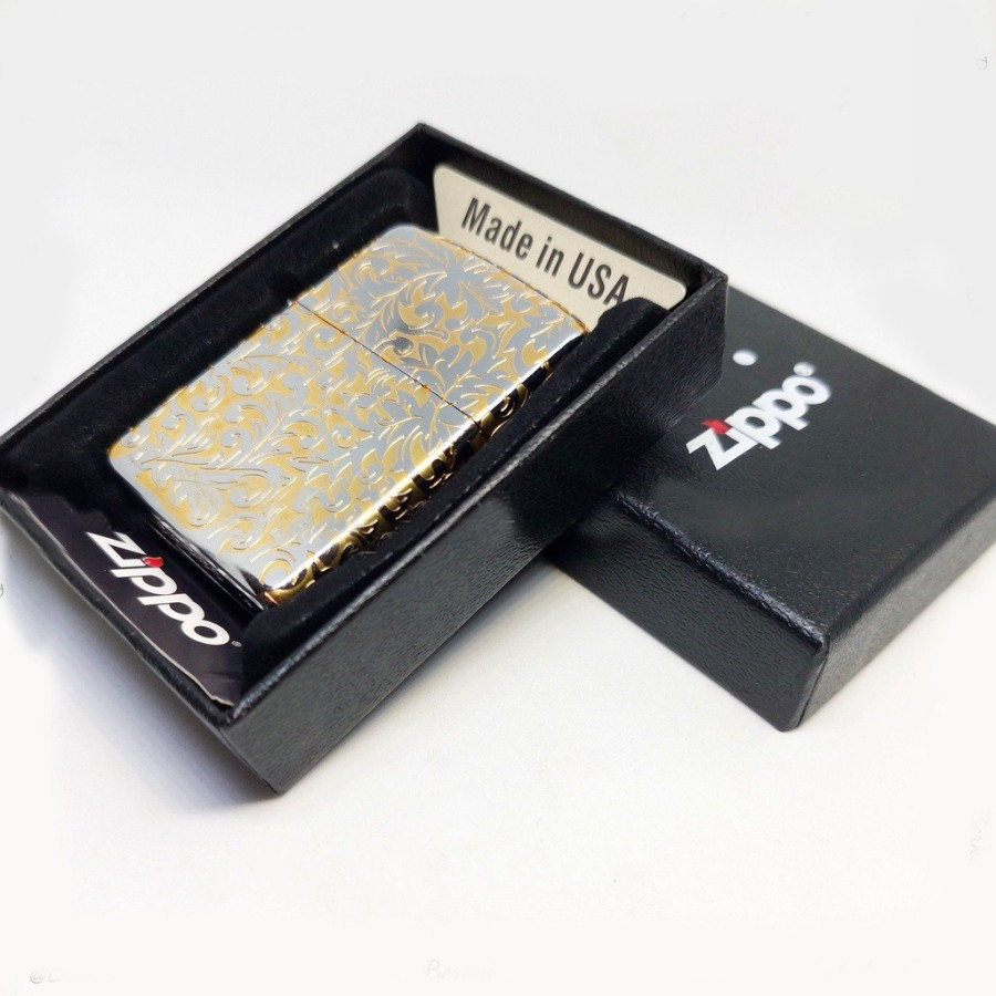 Jual Korek Api Zippo Full Grafir Batik Silver Gold Grade Ori | Shopee Indonesia