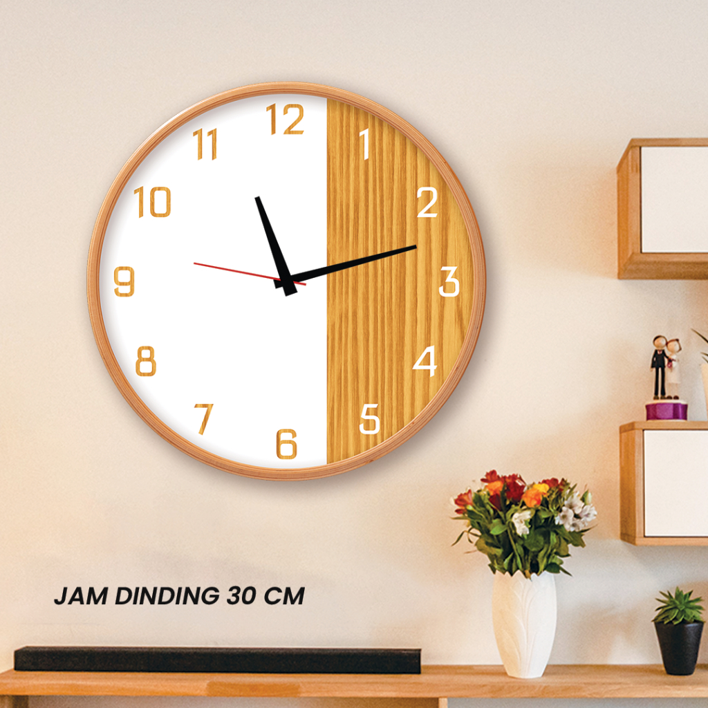 Jual HATA Jam Dinding Aesthetic / Jam Dinding Kayu / Sweep Movement ...