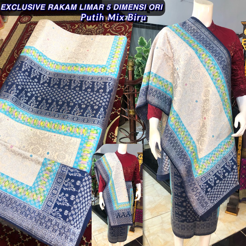 Jual Exclusive Songket Rakam Dimensi ORI /Blue Ice /songket tenun asli palembang /ilham songket ...