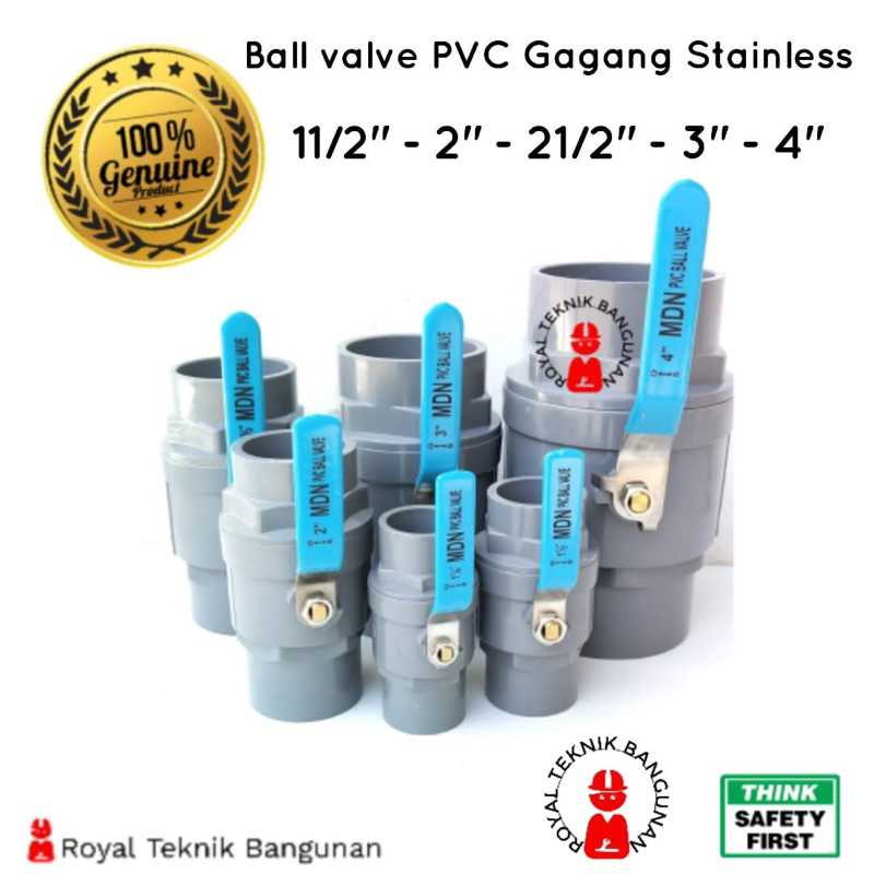 Jual Ball Valve PVC 11/2" 2" 21/2" 3" 4" inch Gagang Stainless / Stop Kran Air Drat Polos ...