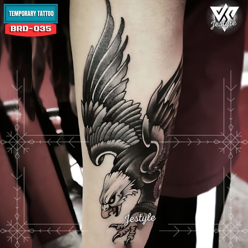 Jual [BRD-035] Tato Temporer Temporary Tattoo Burung Elang | Shopee ...