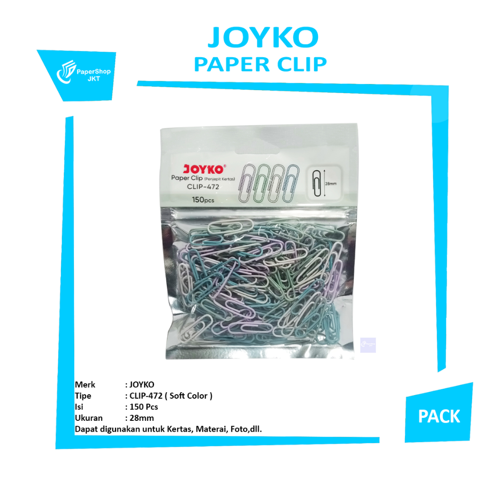 Jual JOYKO - Paperclip Clip - 472 - Pack | Shopee Indonesia