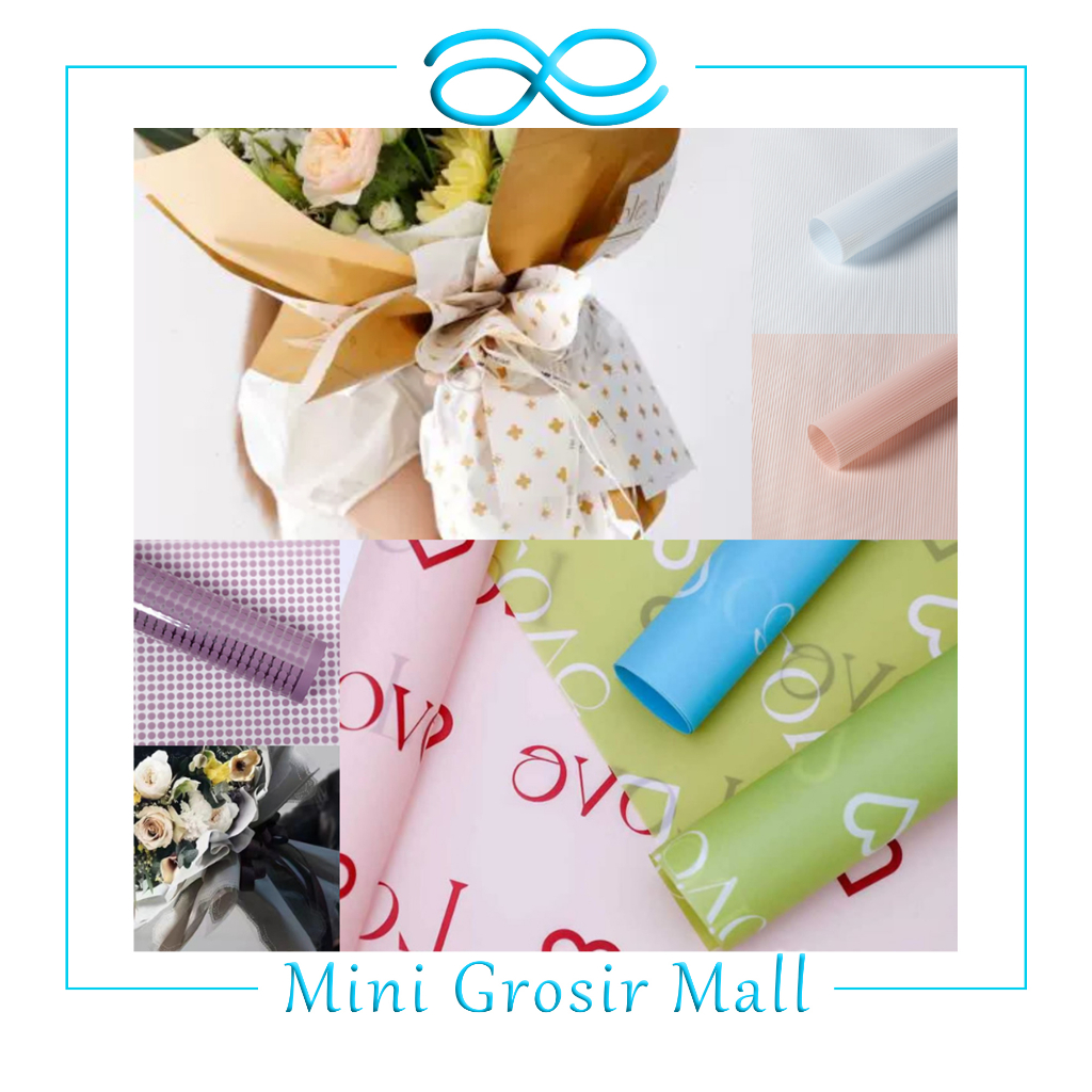 Jual Kertas Buket Bunga bermotif love Flower Wrapping Cellophane Paper ...