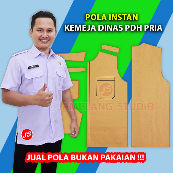Jual Pola Instan Kemeja Dinas PDH Pria [ Pola Baju Jamblang Studio ] | Shopee Indonesia