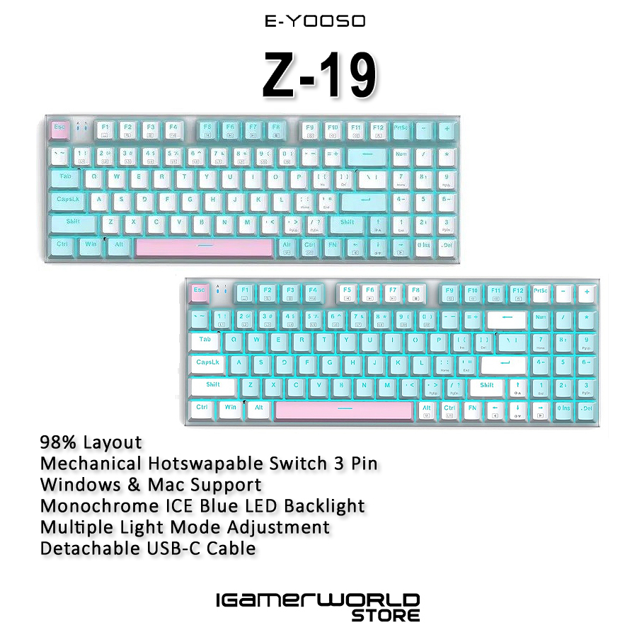 Jual E-YOOSO Z-19 / Z19 Monochrome 98% Mechanical Gaming Keyboard ...