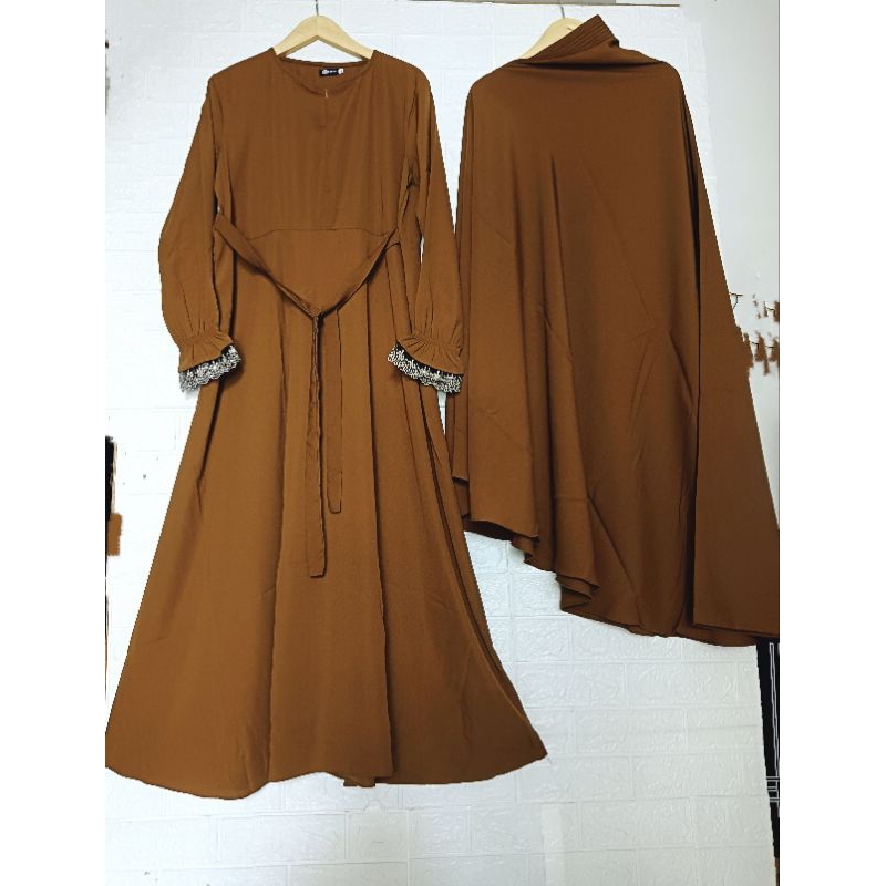 Jual Gamis syari wolfis wolpice set khimar cadar murah renda | Shopee Indonesia