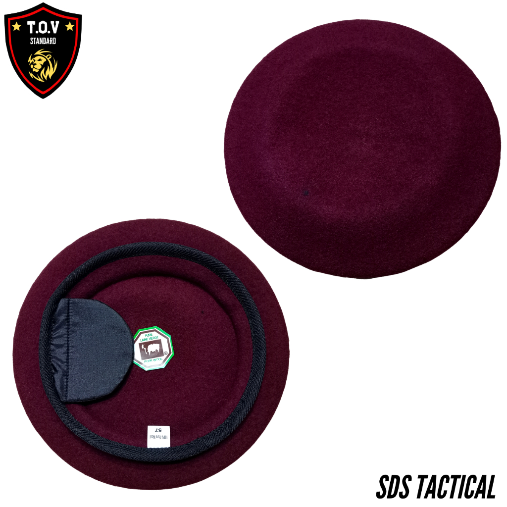 Jual Baret Lapas Kumham Baru Maroon Camel Wool Original | Shopee Indonesia