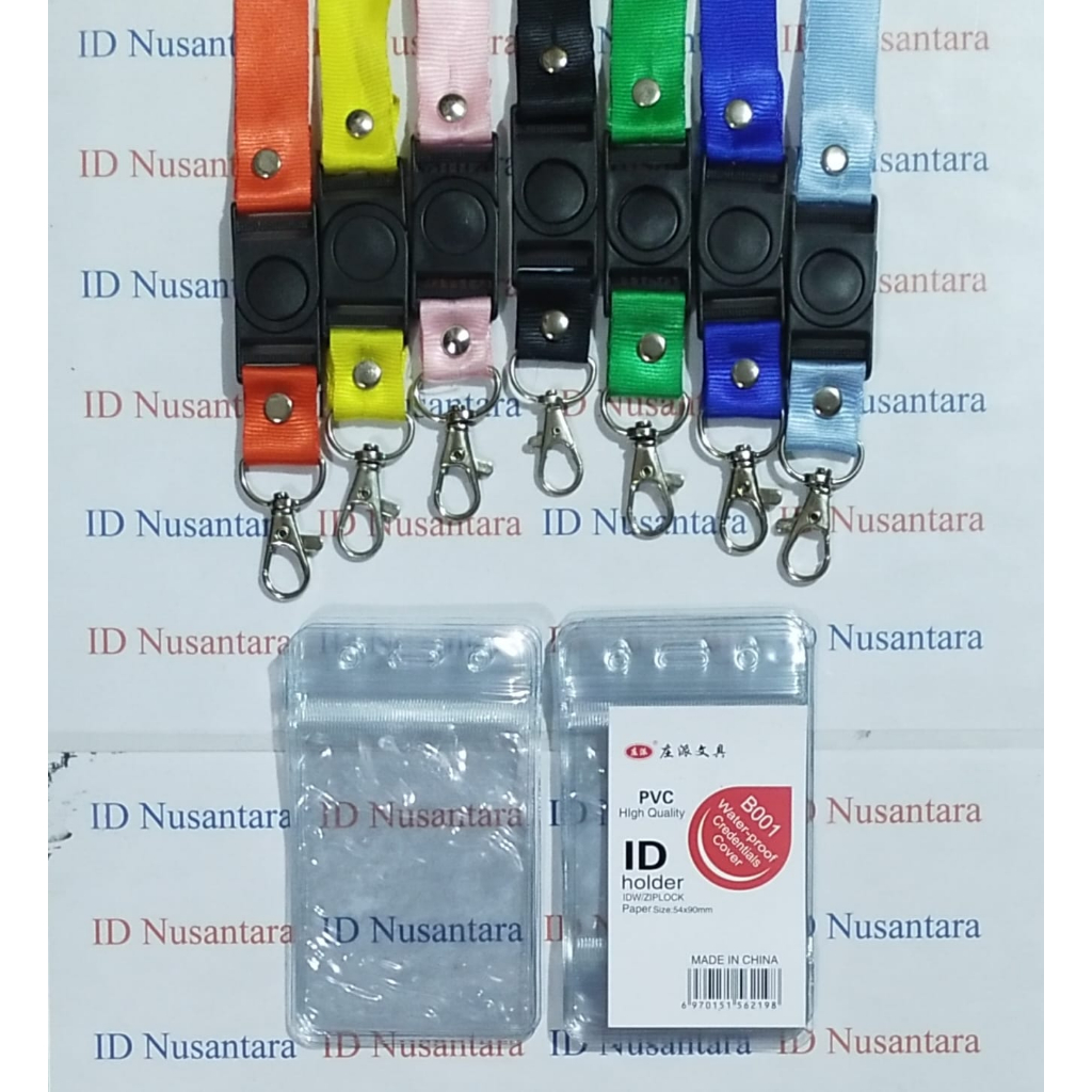 Jual Paket ID Card Zipper 6,5x9CM + Tali Kait Stofer 2CM Isi (10 Paket ...