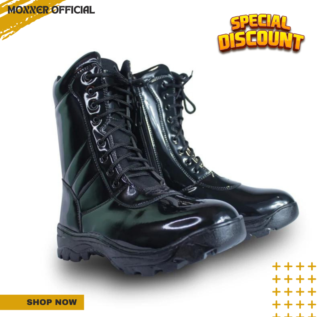 Jual SEPATU PDL TNI POLRI KILAP TANPA SEMIR KULIT SINTETIS ORIGINAL ...
