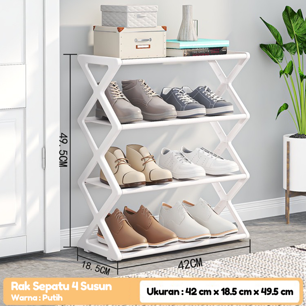 Jual Rak sepatu rakitan empat susun/Rak sepatu sederhana/Rak sepatu ...