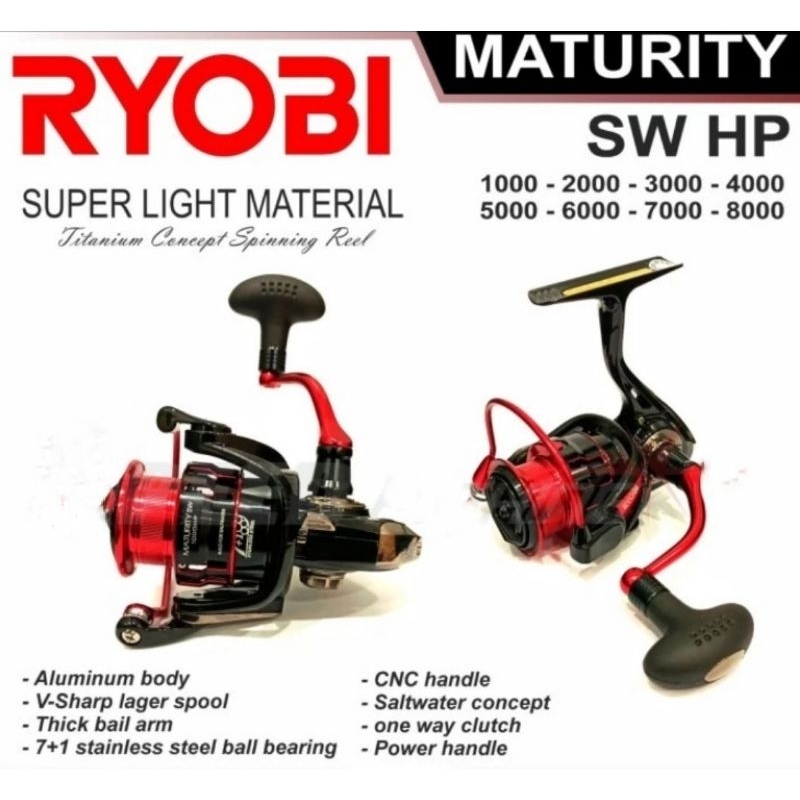 Jual Reel Ryobi Maturity SW HP 1000 sampai 8000 Saltwater Power Handle ...
