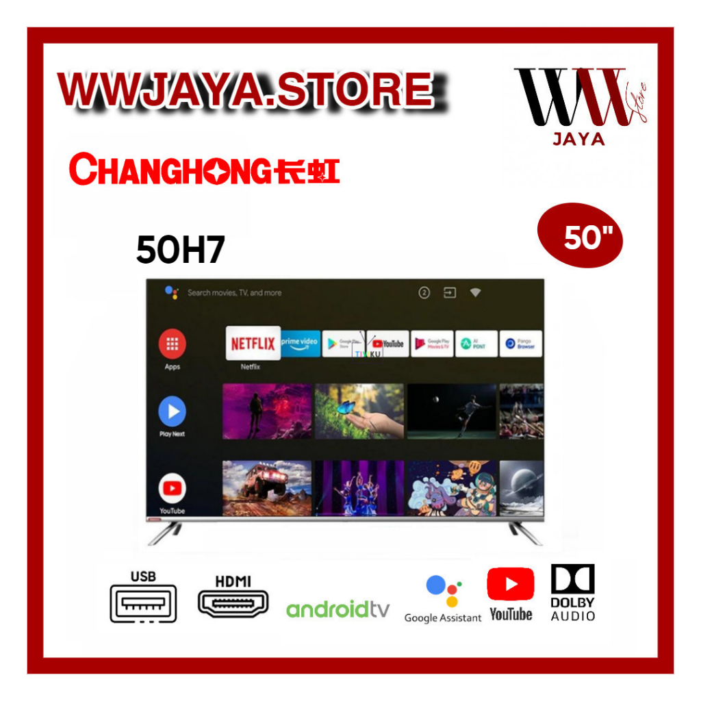 Jual TV LED Changhong 50H7 LED Changhong 50 Inch UHD 4K Android TV | Shopee Indonesia