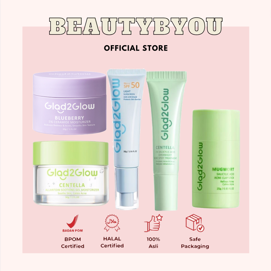 Jual GLAD2GLOW G2G Blueberry Moisturizer //Mugwort Mask // Acne Spot // Centella Allantoin ...