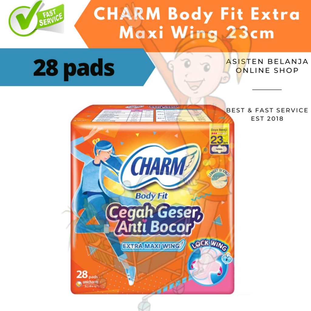 Jual CHARM Body Fit Extra Maxi 23cm 23 cm Wing / Non Wing isi 30 Pads ...
