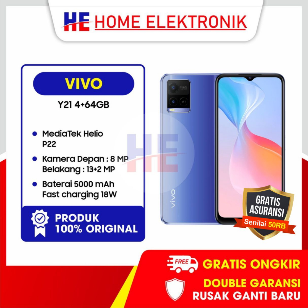 Jual Vivo Y21 4/64GB Garansi Resmi 1 Tahun | Shopee Indonesia