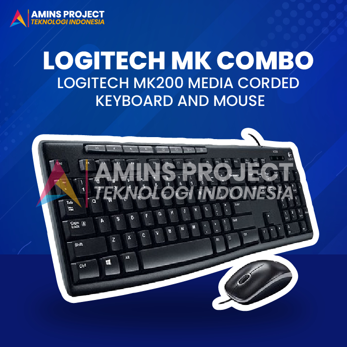 Jual Logitech Mk200 Media Corded Keyboard And Mouse Combo Shopee