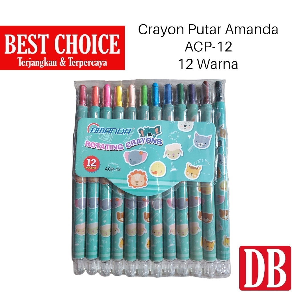 Jual Twist Crayon / Krayon Putar Murah Amanda 12 Warna Set Panjang ...