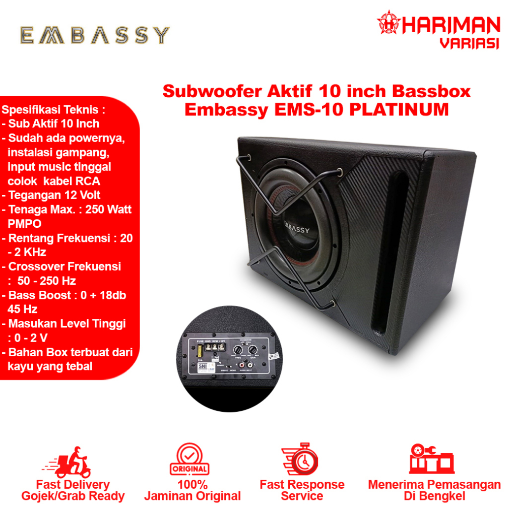 Jual Subwoofer Aktif 10 inch BASSBOX Embassy PLATINUM EMS-10 | Shopee ...