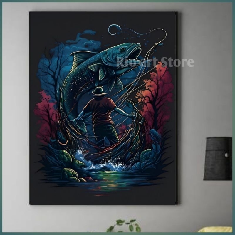 Jual Hiasan dinding bahan papan kayu mdf poster mancing mania untuk ...