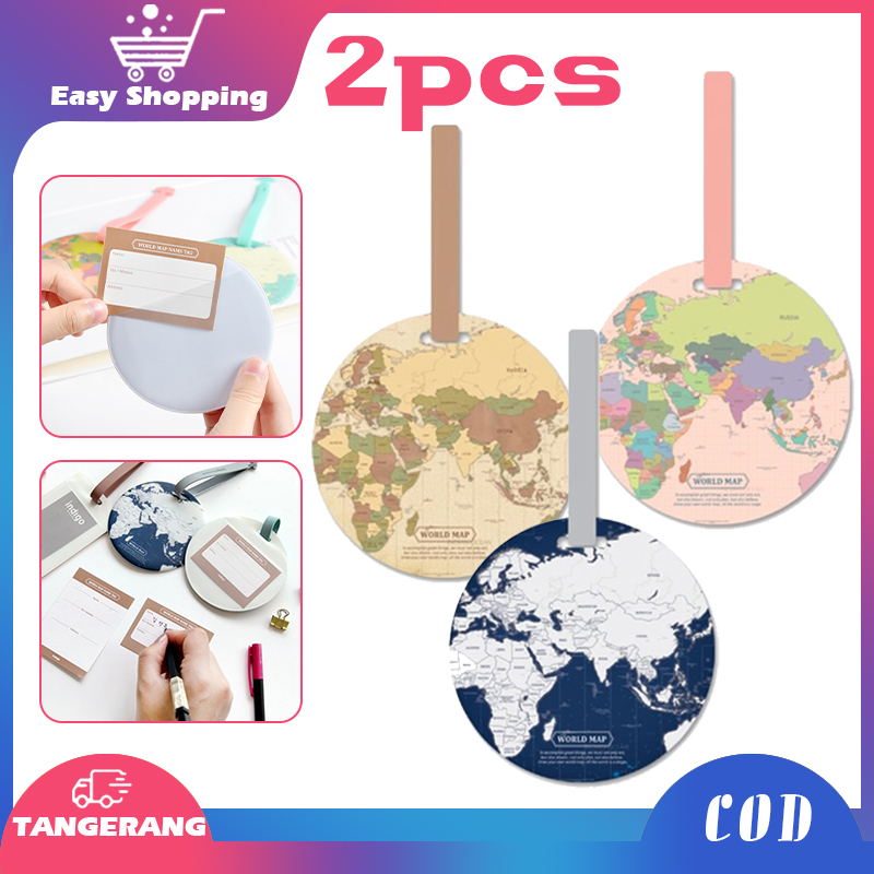 Jual 2pcs World Map Gantungan Koper Luggage Tag Koper Nama Lucu Unik ...