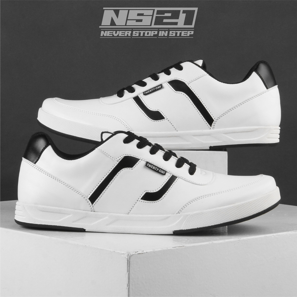 Jual NAL001 - Sepatu Pria Putih List Hitam Sneakers Keren Terbaru Original Ns Twenty One ...