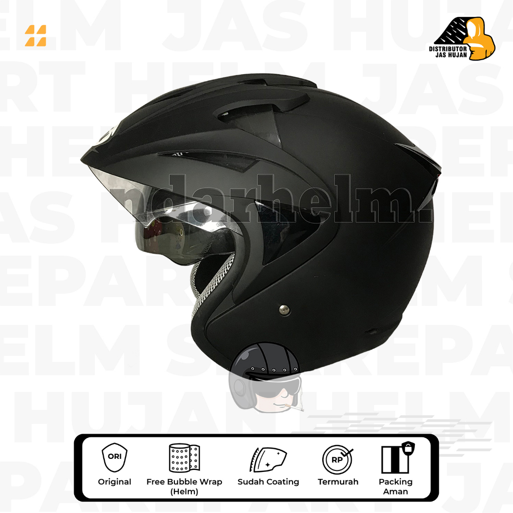 Jual Helm HIU Arrow Double Visor Black Doff | Shopee Indonesia