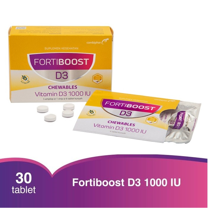 Jual Fortiboost Vitamin D3 1000 IU Box 30 Tablet - Suplemen Vitamin D3 Rasa Vanilla | Shopee ...