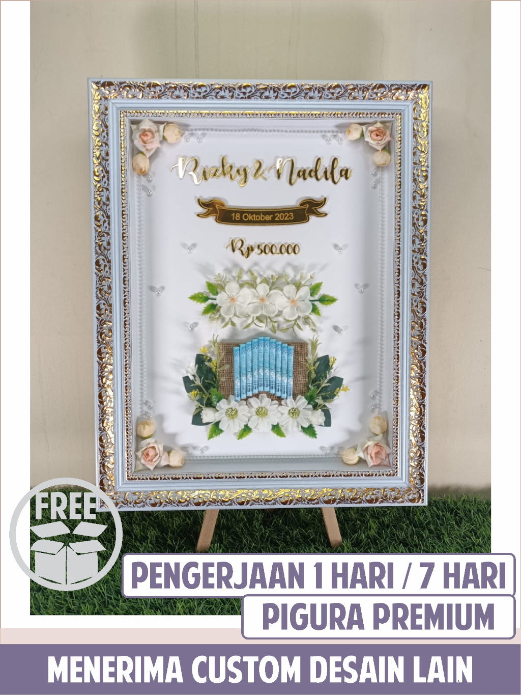 Jual Mahar Pigura Bisa Sehari Jadi Rustic Akrilik Mirror Gold 38x48 ...