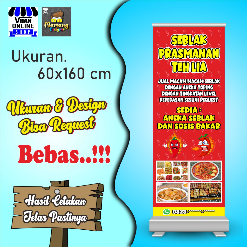 Jual bakcdropp, Spanduk Backdrop Model Berdiri Untuk Seblak Prasmanan ...