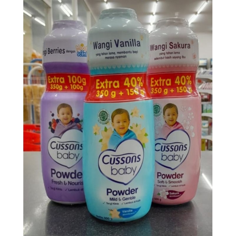 Jual Cussons baby powder 350g + extra 100g/40g | Shopee Indonesia
