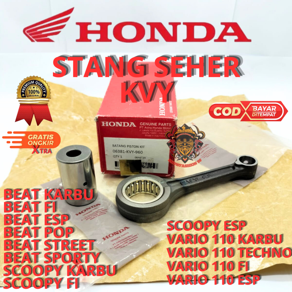 Jual STANG SEHER KVY STANG PISTON HONDA BEAT KARBU ,BEAT FI BEAT ESP ...