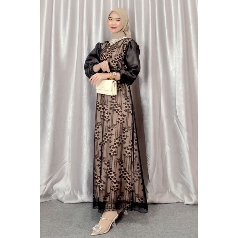 Jual MAXI LUIS DRESS GAMIS BRUKAT COMBI ORGANZA MALIKA GAMIS PESTA ...