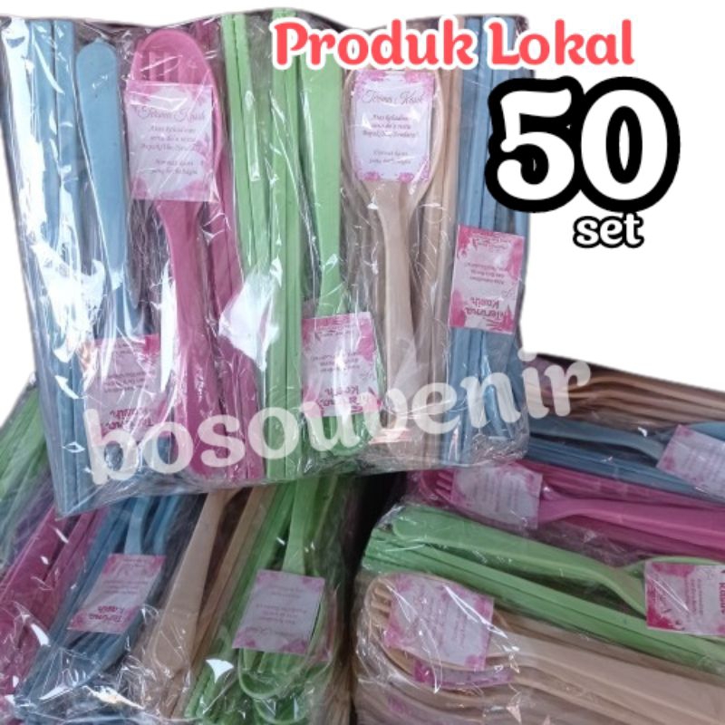 Jual isi 50 SGS Travel Lokal / Souvenir pernikahan set sendok garpu sumpit | Shopee Indonesia